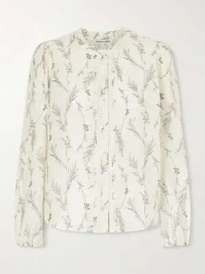 Veronica Beard Emiko Floral-print Embroidered Cotton And Silk-blend Shirt