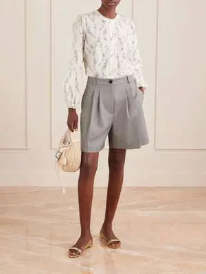 Veronica Beard Emiko Floral-print Embroidered Cotton And Silk-blend Shirt