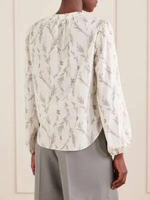 Veronica Beard Emiko Floral-print Embroidered Cotton And Silk-blend Shirt