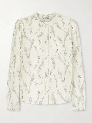 Veronica Beard Emiko Floral-print Embroidered Cotton And Silk-blend Shirt - Neutrals