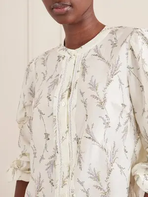 Veronica Beard Emiko Floral-print Embroidered Cotton And Silk-blend Shirt