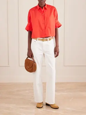 TWP Next Ex' Cropped Cotton Shirt - Red