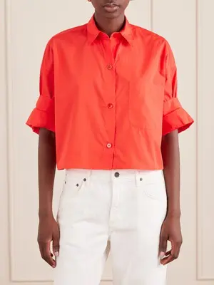 TWP Next Ex' Cropped Cotton Shirt - Red