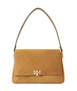 Tory Burch Charlie Suede Shoulder Bag Camel