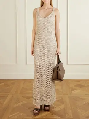 Brunello Cucinelli Sequined Crocheted Maxi Dress