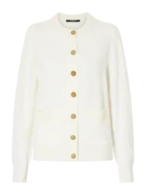 BALMAIN Balmain Cotton Pointelle-Knit Cardigan With Gold-Toned Buttons