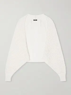Balmain Balmain Batwing Crocheted Cardigan Neutrals