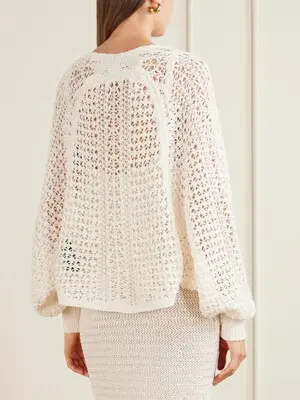 Balmain Batwing Crocheted Cardigan - Neutrals