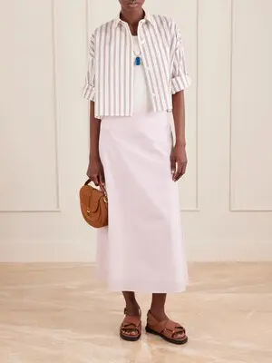 TWP A-line Striped Cotton Midi Skirt - Multi