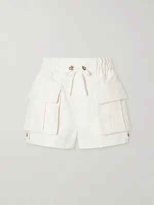 Balmain Denim Shorts With Flap Pockets - Neutrals