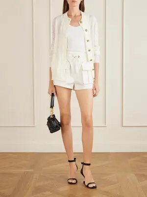 Balmain Denim Shorts With Flap Pockets - Neutrals