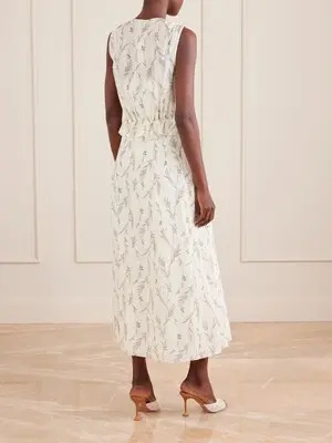 Veronica Beard Dominik Floral Print Cotton And Silk Blend Maxi Dress - Neutrals