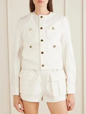 Balmain Denim Jacket With Gold-toned Buttons - Neutrals