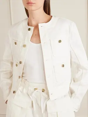 Balmain Denim Jacket With Gold-toned Buttons - Neutrals