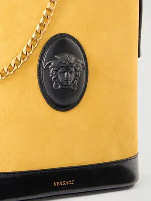 Versace Pivot" Small Leather Bucket Bag - Yellow