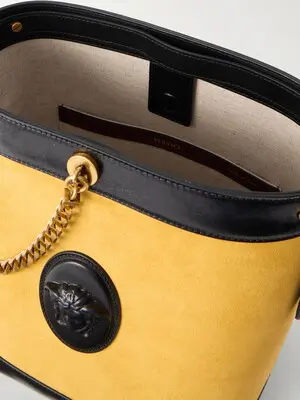 Versace Pivot" Small Leather Bucket Bag - Yellow