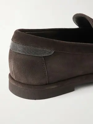Brunello Cucinelli Embellished Suede Loafers