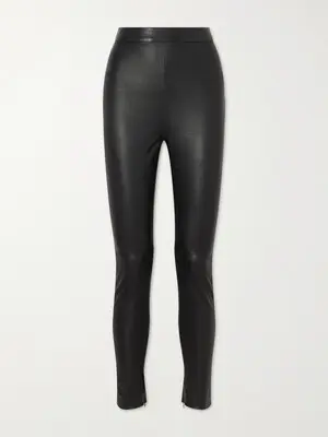 Balmain Leather Straight-leg Trousers - Black