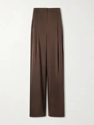 TWP Silk-blend Charmeuse Wide-leg Pants - Brown