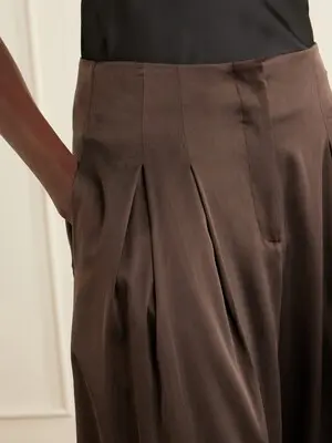 TWP Silk-blend Charmeuse Wide-leg Pants - Brown