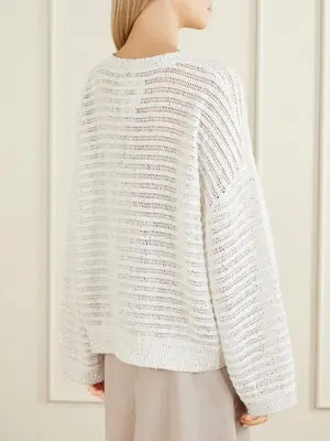 Brunello Cucinelli Open Knit Sweater With Sequins