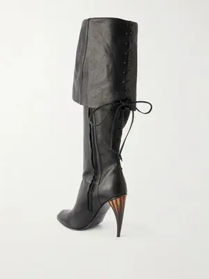 Alexander McQueen Leather Lace-up Knee-high Boots