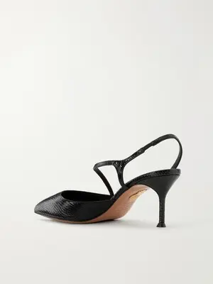 AQUAZZURA Dynasty 65 Snake-effect Leather Slingback Pumps
