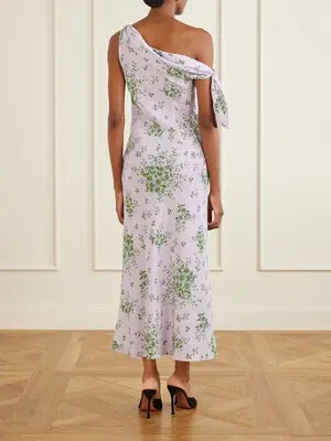 RODARTE Floral-print Silk-crepe One-shoulder Midi Dress - Pink