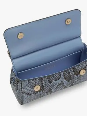 Dolce & Gabbana Sicily Shiny Python Mini Handbag - Blue