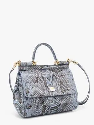 Dolce & Gabbana Sicily Python Top Handle Bag - Blue