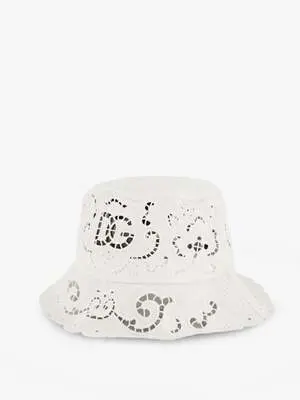 Dolce & Gabbana Cotton Blend Embroidered Bucket Hat - White