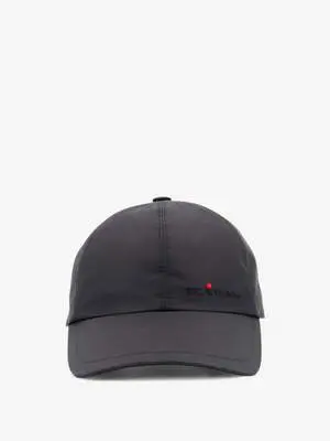 Kiton Nylon Baseball Cap With Embroidered Logo - Black