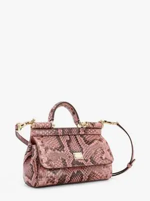 Dolce & Gabbana Sicily Python Top Handle Bag - Pink