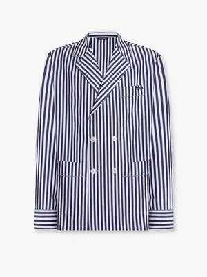 Dolce & Gabbana Cotton Blazer With Striped Motif