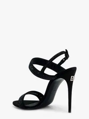 Dolce & Gabbana Embellished Satin Stiletto Sandals - Black