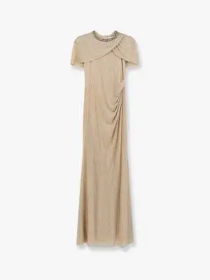 SELF-PORTRAIT Maxi Dress With Rhinestone Embellishment - Beige