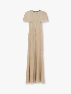SELF-PORTRAIT Maxi Dress With Rhinestone Embellishment - Beige
