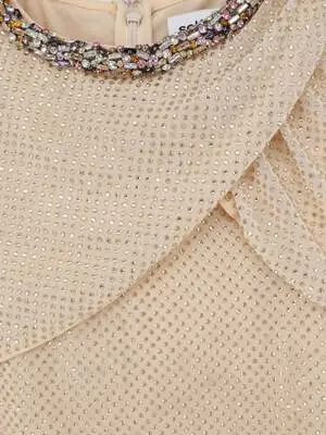 SELF-PORTRAIT Maxi Dress With Rhinestone Embellishment - Beige