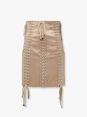 Dolce & Gabbana Shiny Satin Mini Skirt With Lace-up Detail
