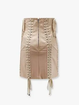 Dolce & Gabbana Shiny Satin Mini Skirt With Lace-up Detail