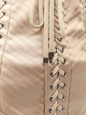 Dolce & Gabbana Shiny Satin Mini Skirt With Lace-up Detail
