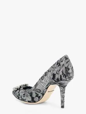 Dolce & Gabbana Bellucci Lurex Lace Pumps With Crystal Embellishment - Grey