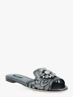 Dolce & Gabbana Rainbow Lace Embellished Slides