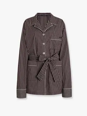 Dolce & Gabbana Vanity Striped Popeline Pajama Shirt