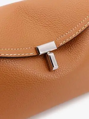 TOTEME T-lock Leather Clutch - Brown
