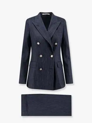 Tagliatore Parigi Mélange Linen And Viscose Suit - Blue