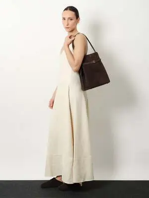 TOTEME Suede Belted Bucket Bag - Brown