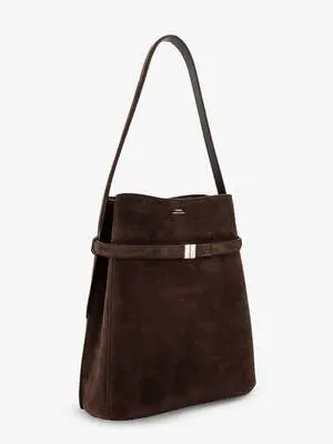 TOTEME Suede Belted Bucket Bag - Brown