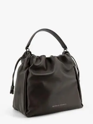 Brunello Cucinelli Leather Bucket Shoulder Bag - Brown