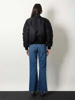 Bottega Veneta Nylon Bomber Jacket With Intrecciato Leather Collar
